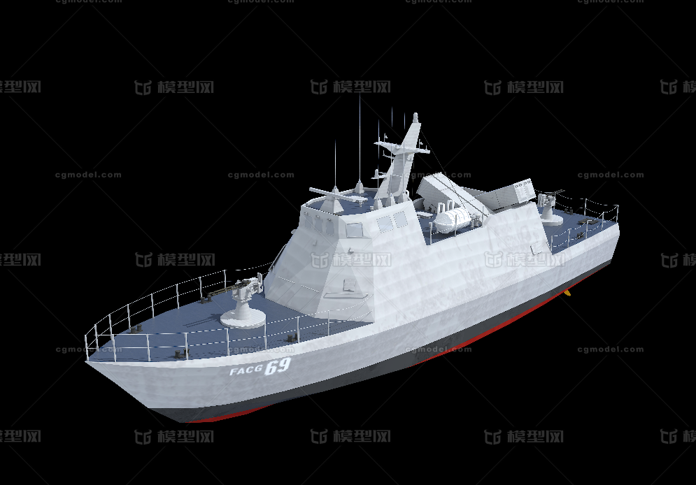 光华6号导弹艇 FACG模型-军舰模型库-3ds Max(.max)模型下载-cg模型网
