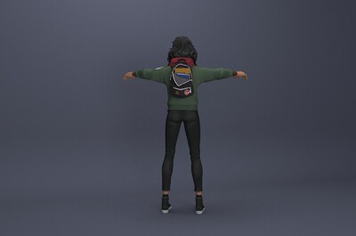 长发高中学生bip骨骼绑定模型-孩子-男模型库-3ds Max(.max)模型下载-cg模型网