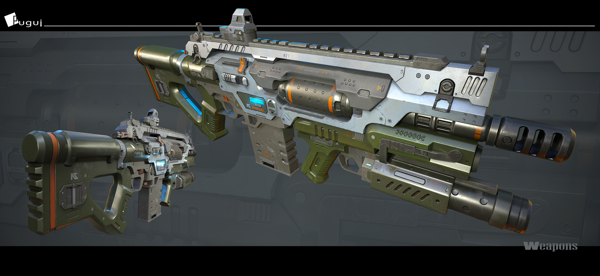 【pugui游戏】--08期场景基础班武器作品模型 - 场景/空间/建筑 - 作品模型 - CG模型网