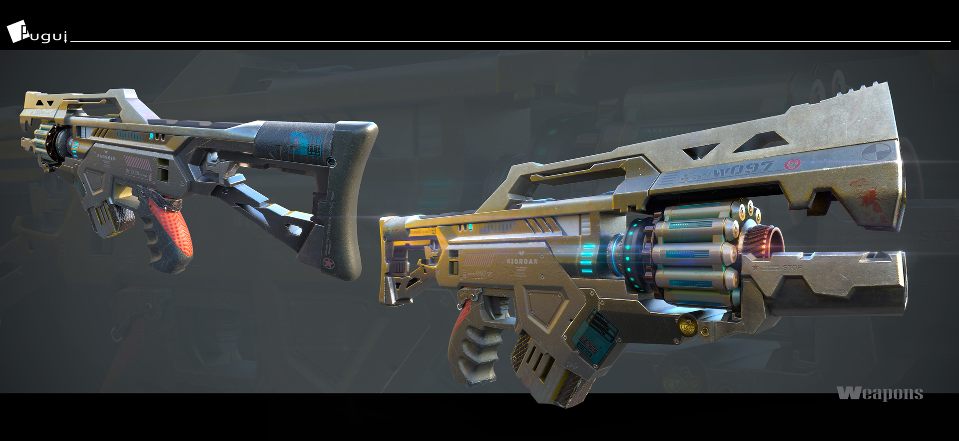 【pugui游戏】--08期场景基础班武器作品模型 - 场景/空间/建筑 - 作品模型 - CG模型网