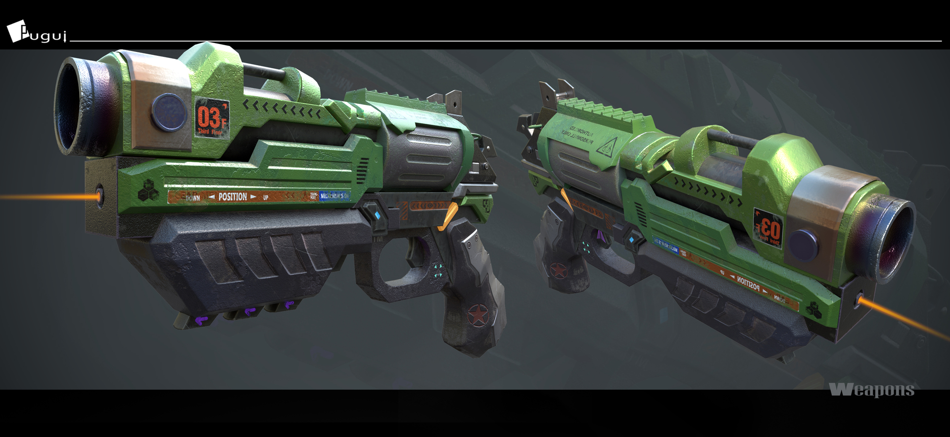 【pugui游戏】--08期场景基础班武器作品模型 - 场景/空间/建筑 - 作品模型 - CG模型网