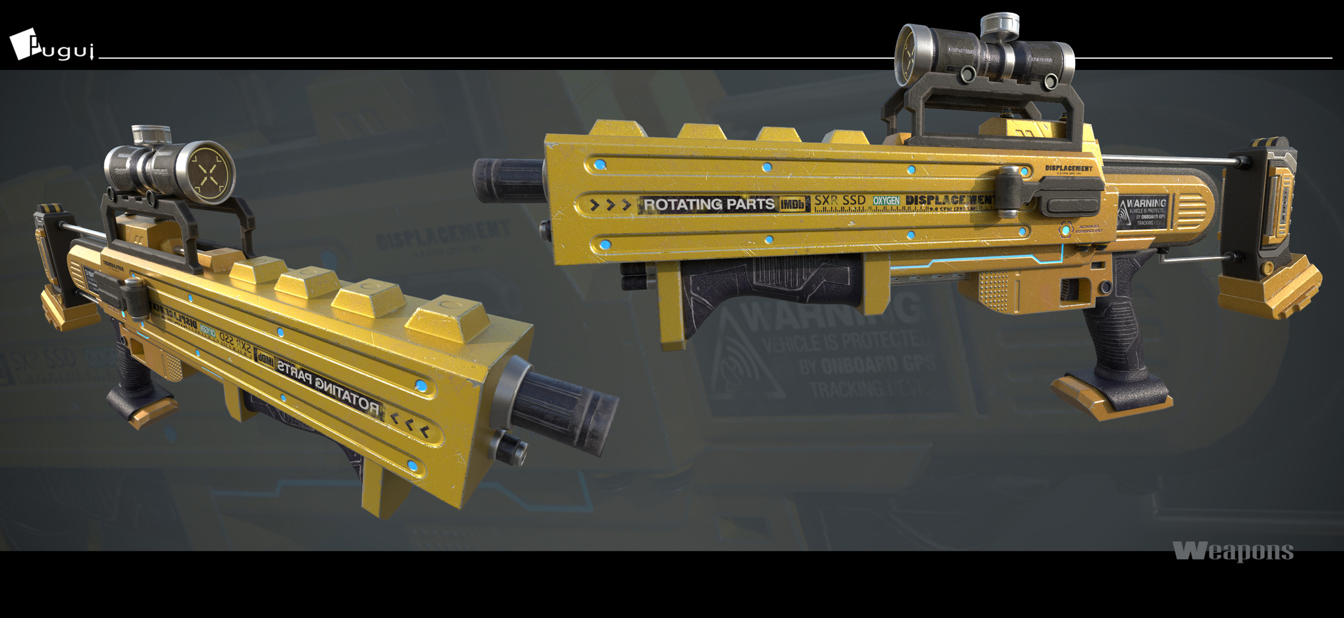 【pugui游戏】--08期场景基础班武器作品模型 - 场景/空间/建筑 - 作品模型 - CG模型网