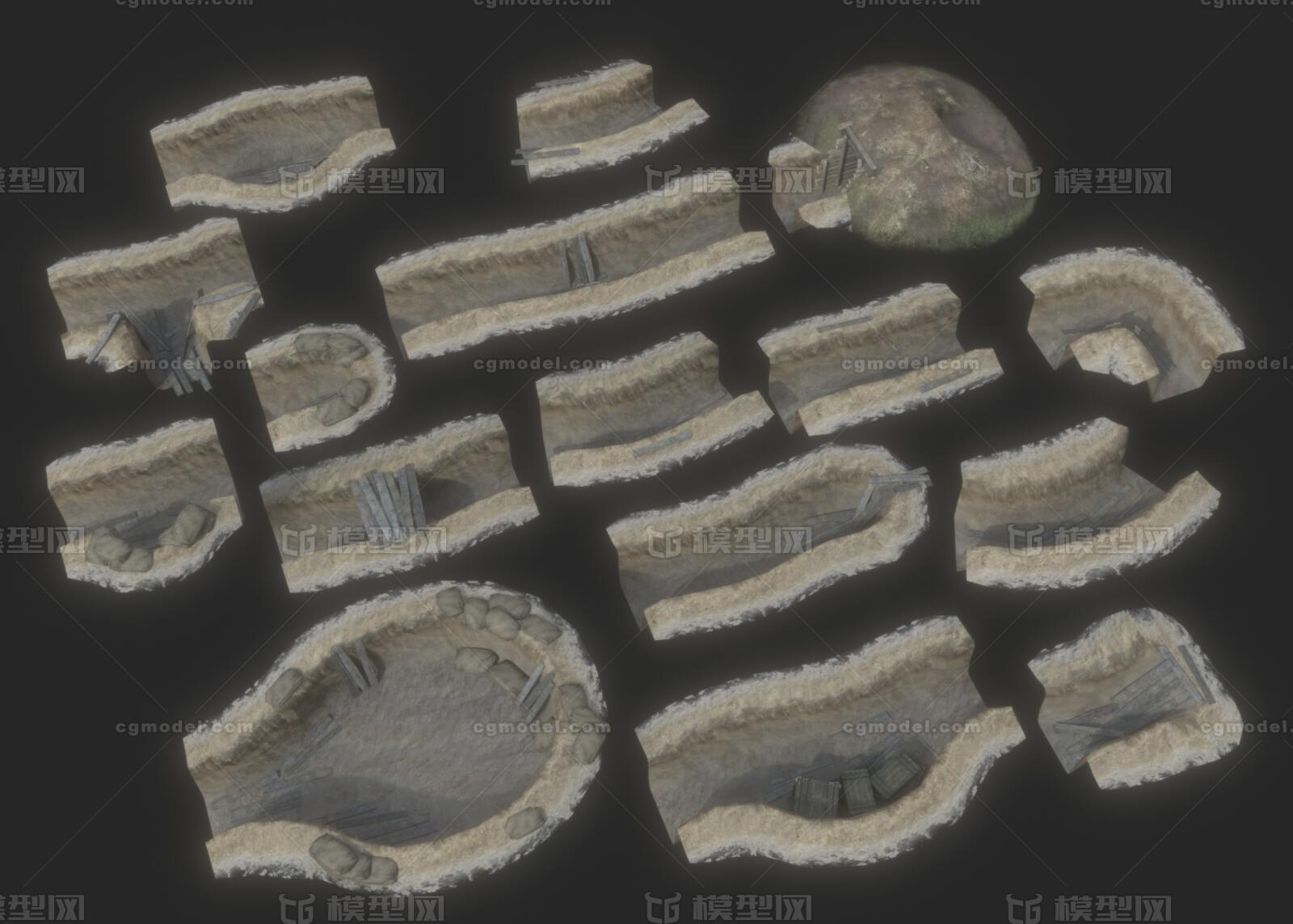 PBR 战地模型-场景部件模型库-3D Studio(.3ds)模型下载-cg模型网