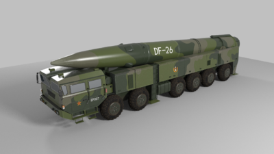 中国火箭军DF26弹道导弹东风26导弹车模型-装甲车／坦克模型库-Maya(.ma/.mb)模型下载-cg模型网
