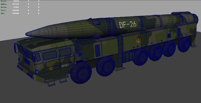 中国火箭军DF26弹道导弹东风26导弹车模型-装甲车／坦克模型库-Maya(.ma/.mb)模型下载-cg模型网