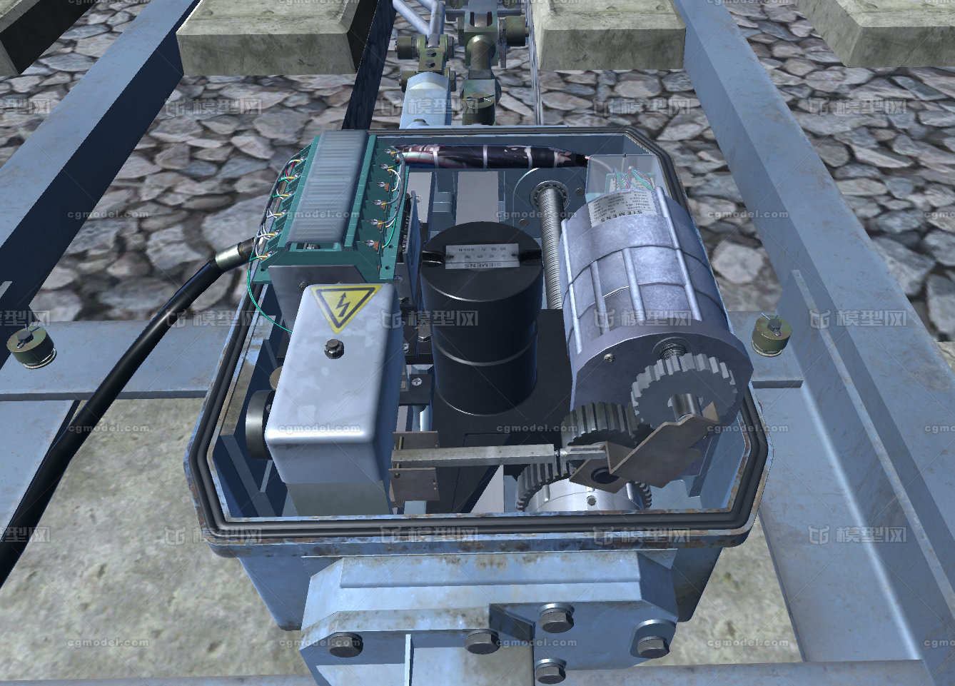 s700k道岔转辙机 单点牵引转辙机模型-工业设备模型库-3ds Max(.max)模型下载-cg模型网