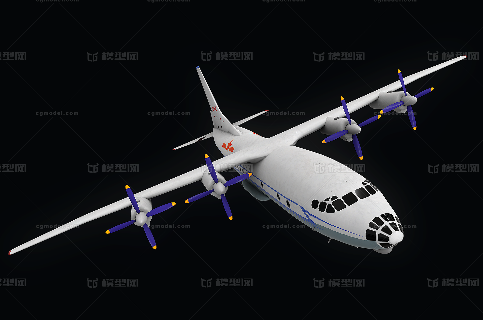 pbr运8运输机 Y-8模型-军用飞机模型库-3ds Max(.max)模型下载-cg模型网
