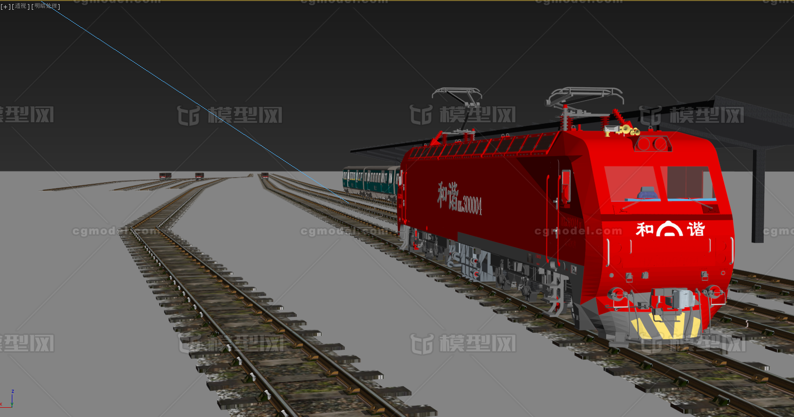 HXD3D火车场景 铁路轨道模型-火车/轨道车模型库-3ds Max(.max)模型下载-cg模型网