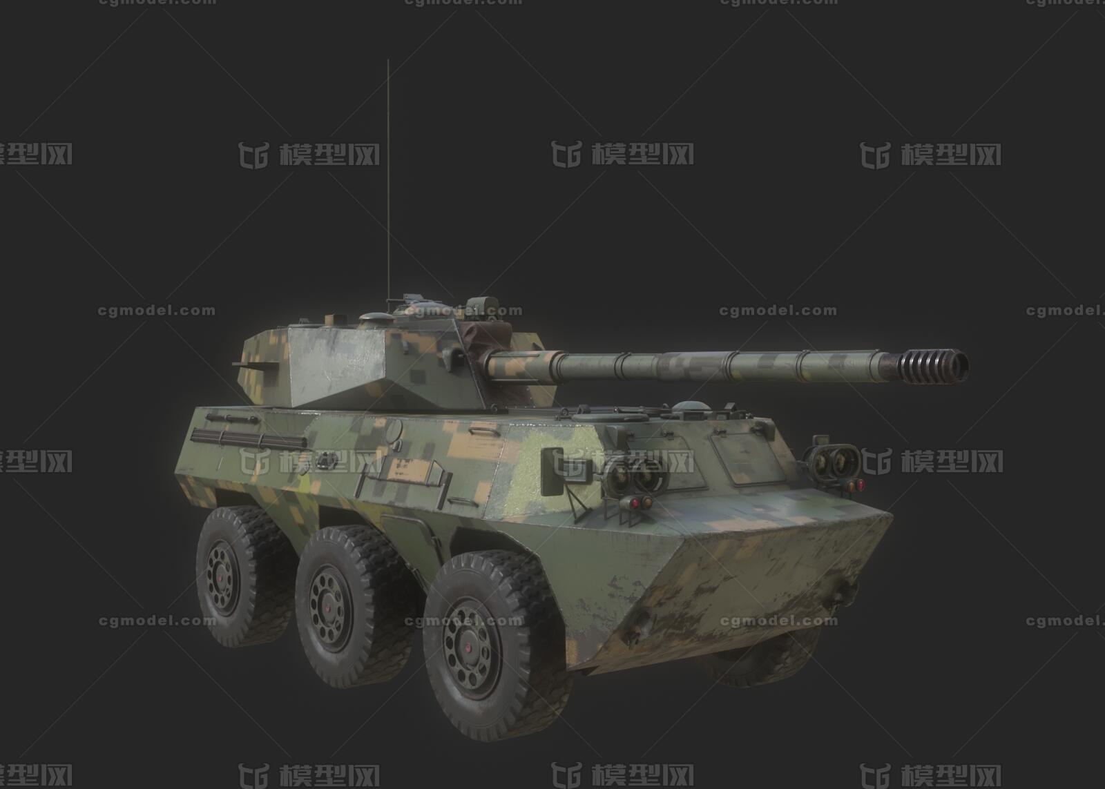 PBR 中国PTL02突击炮PTL-02模型-火炮器械模型库-3D Studio(.3ds)模型下载-cg模型网