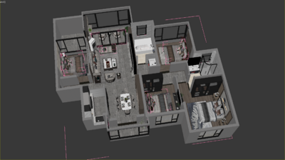 户型图 鸟瞰户型模型-现代场景模型库-3ds Max(.max)模型下载-cg模型网