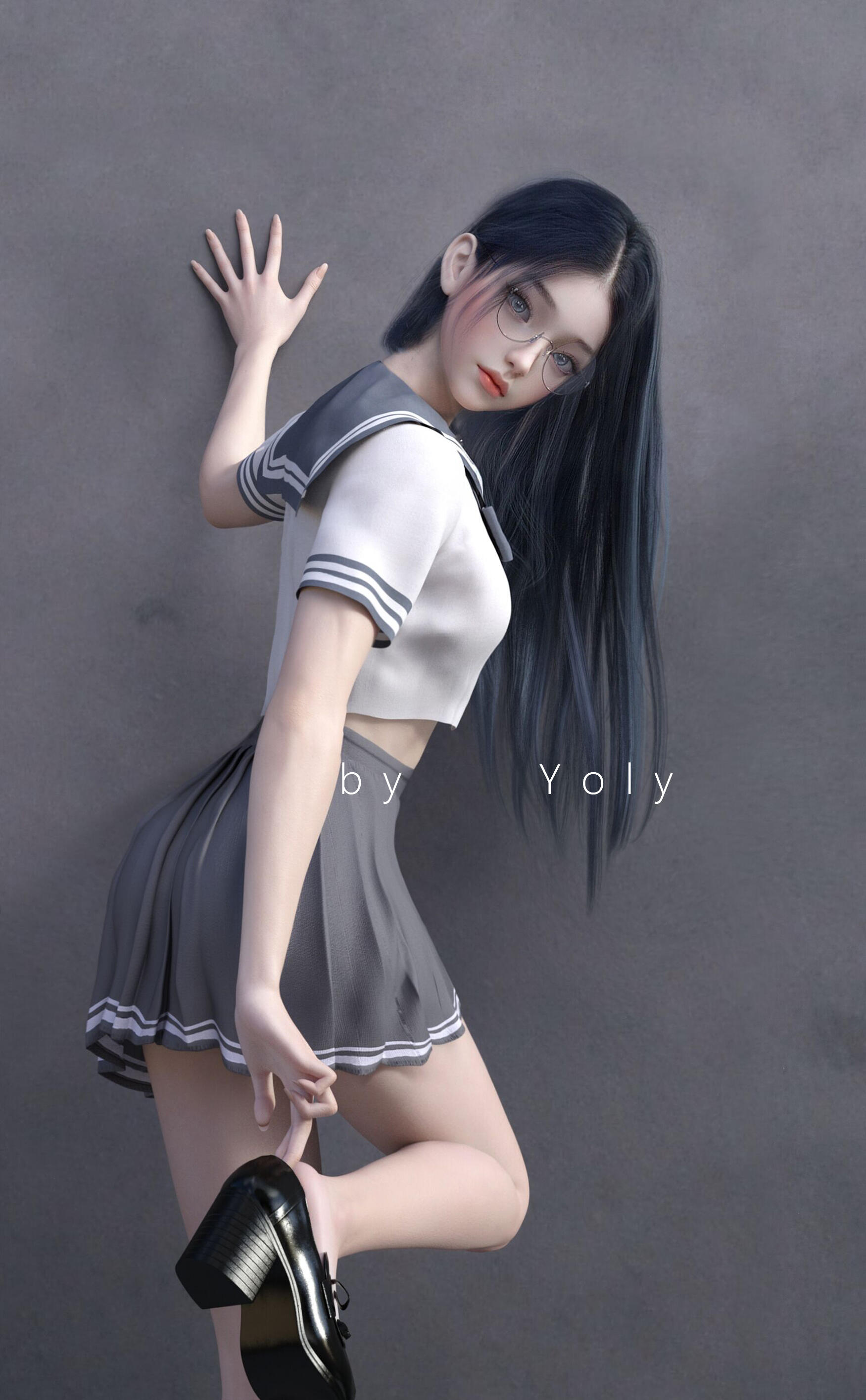 Yoly 莜莉 #100 jk少女 ol制服模型 - 角色/人物/生物 - 作品模型 - CG模型网
