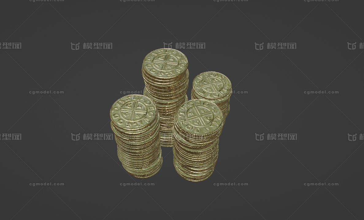 钱币 金币模型-珠宝首饰模型库-glTF(.gltf/.glb)模型下载-cg模型网