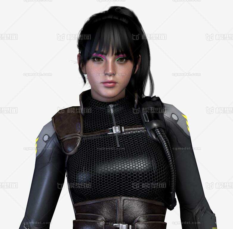 科幻女机器人(动画)绑定骨骼 赛博朋克模型 女人模型库 Cinema 4d C4d 模型下载 Cg模型网