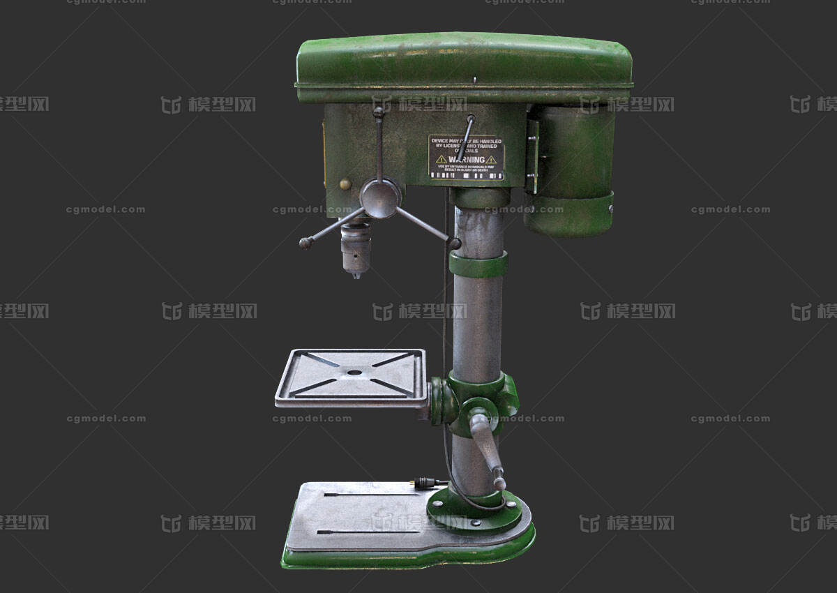 老式钻床 PBR材质模型-工业设备模型库-FBX(.fbx)模型下载-cg模型网
