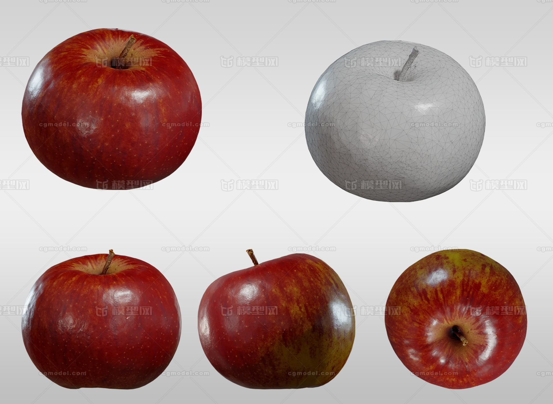 红苹果 blender模型-生鲜果蔬模型库-Blender(.blend)模型下载-cg模型网