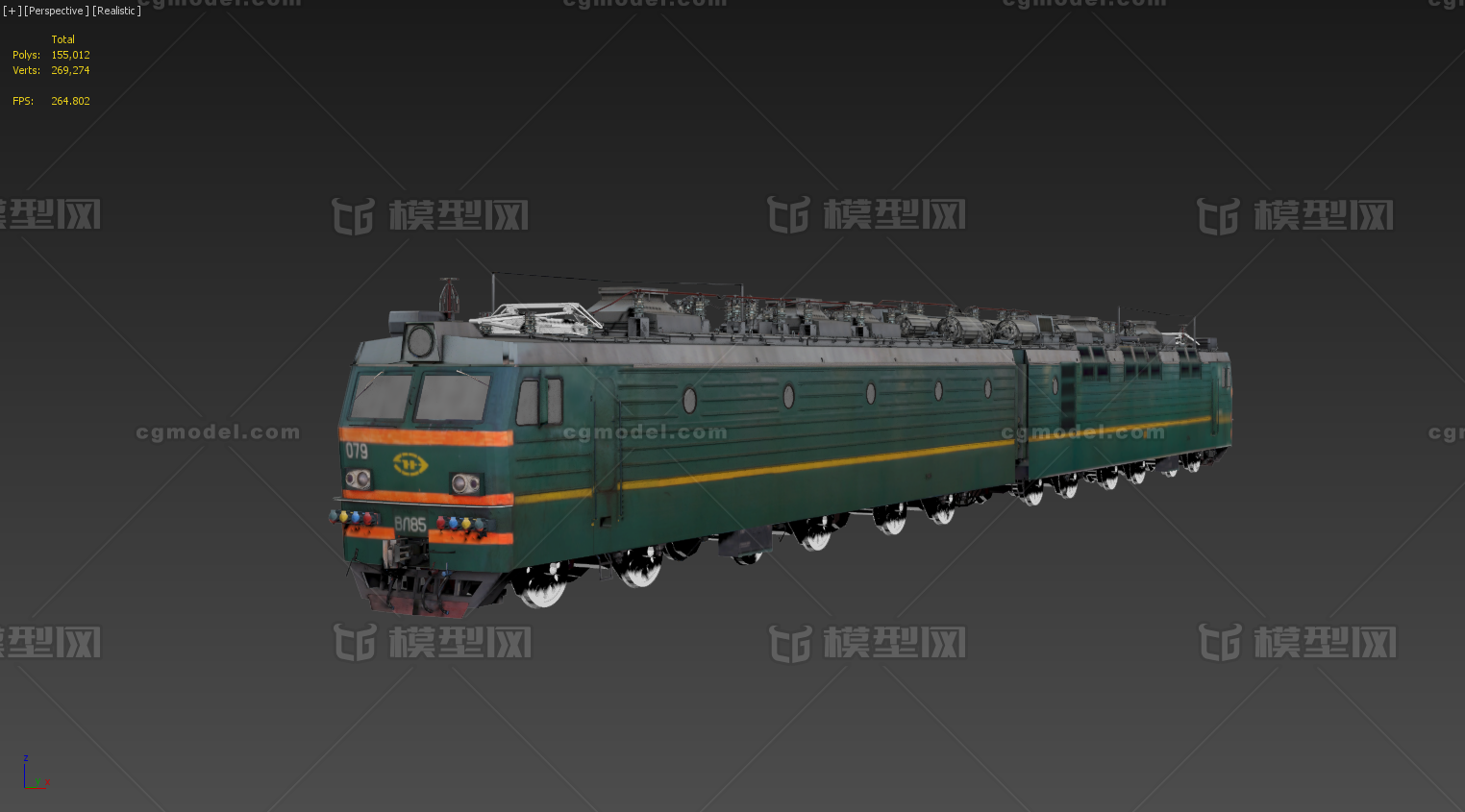 火车头 双头火车模型-火车/轨道车模型库-3ds Max(.max)模型下载-cg模型网