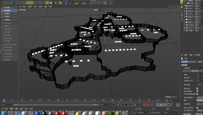 C4D R24新疆地形高程行政区域交通图模型-自然场景模型库-Cinema 4D(.c4d)模型下载-cg模型网