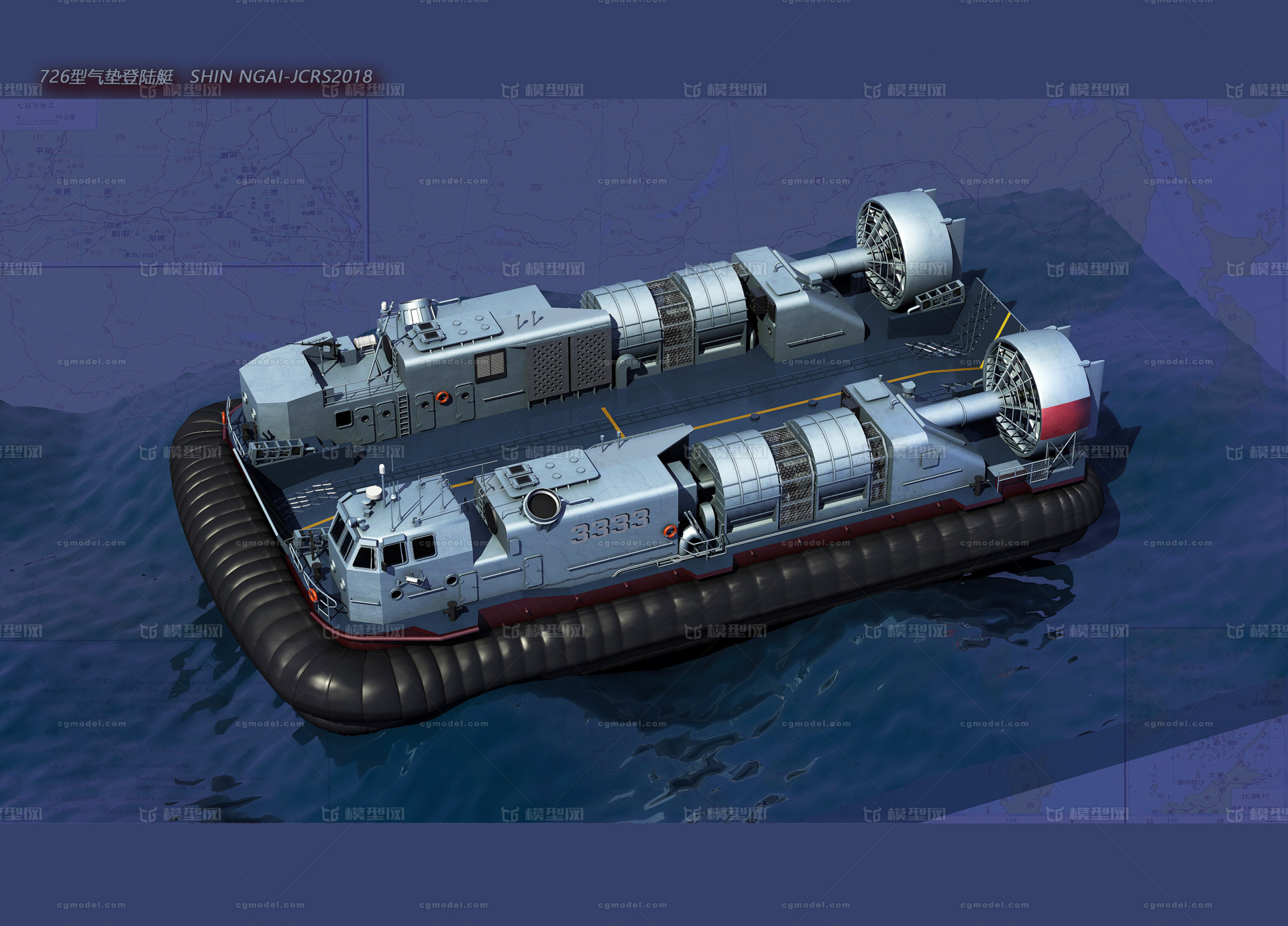 经典战舰-726型气垫登陆艇-两栖军舰模型-军舰模型库-3ds Max(.max)模型下载-cg模型网
