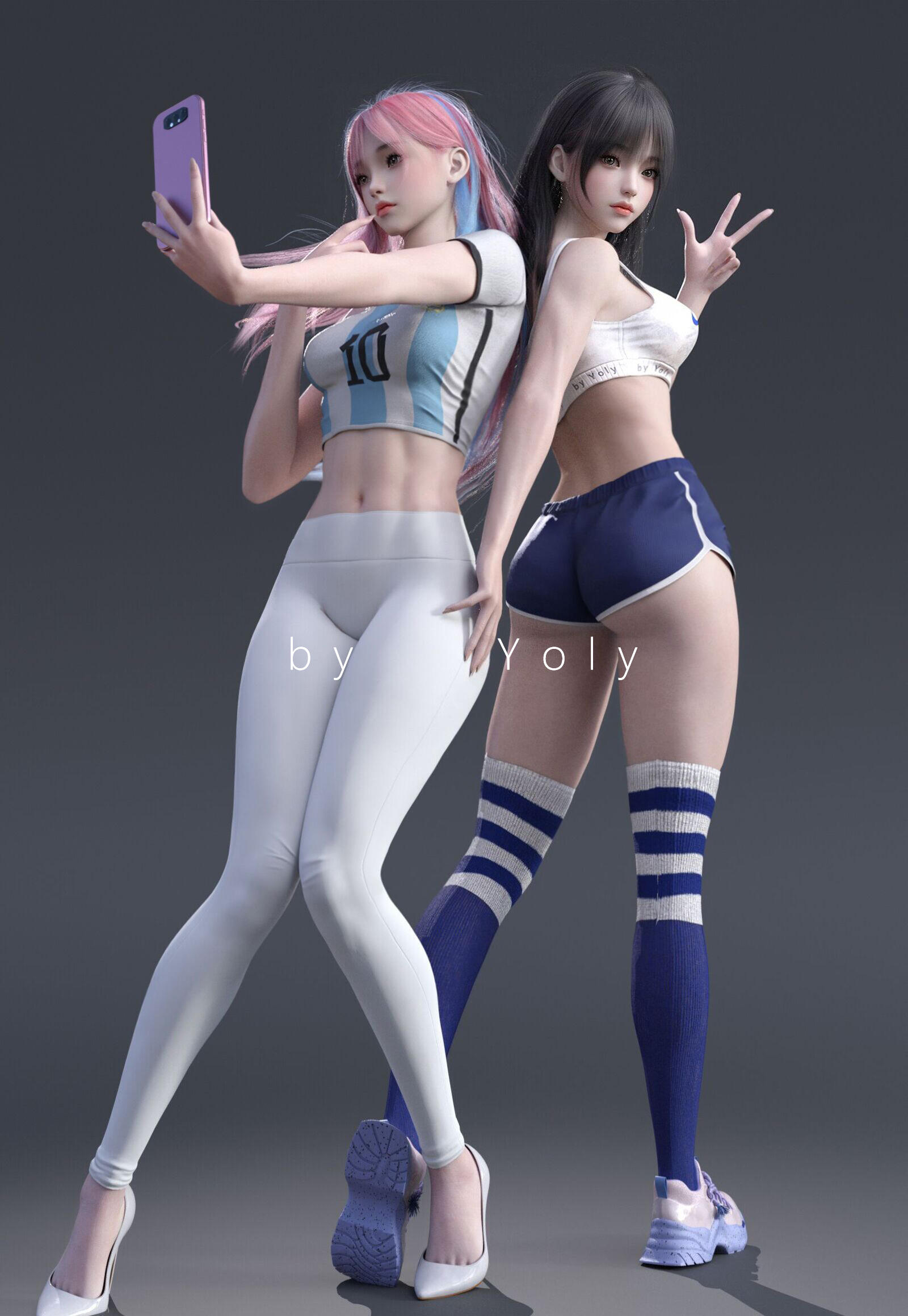 Yoly 莜莉 #107 足球宝贝 阿根廷 VS 法国模型 - 角色/人物/生物 - 作品模型 - CG模型网