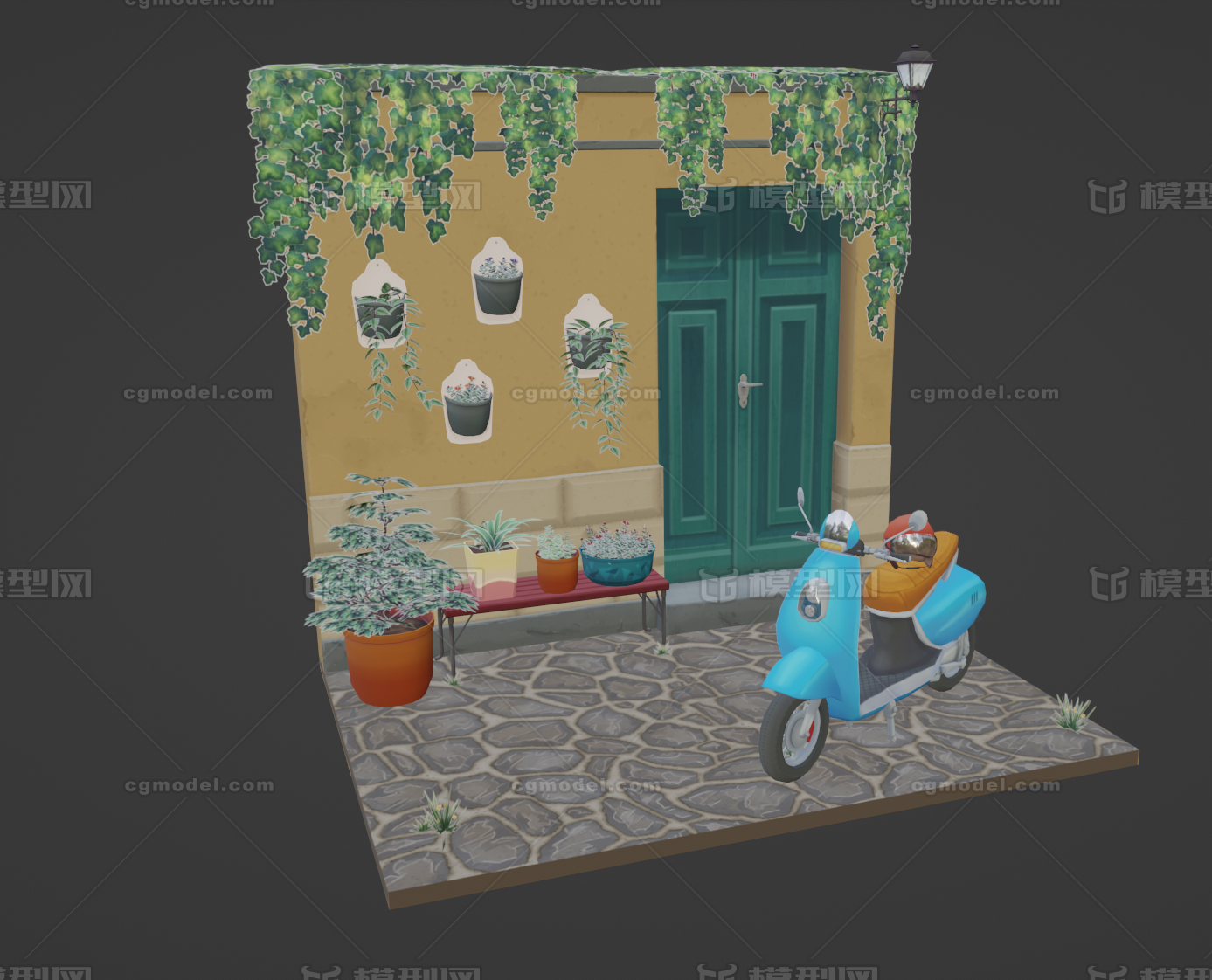 自然场景 门口的场景模型-场景部件模型库-glTF(.gltf/.glb)模型下载-cg模型网