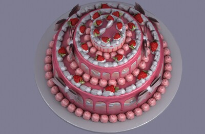 精美 生日蛋糕模型-休闲零食模型库-FBX(.fbx)模型下载-cg模型网
