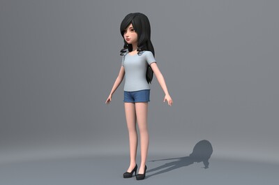 卡通女孩 女孩模型-女人模型库-Maya(.ma/.mb)模型下载-cg模型网