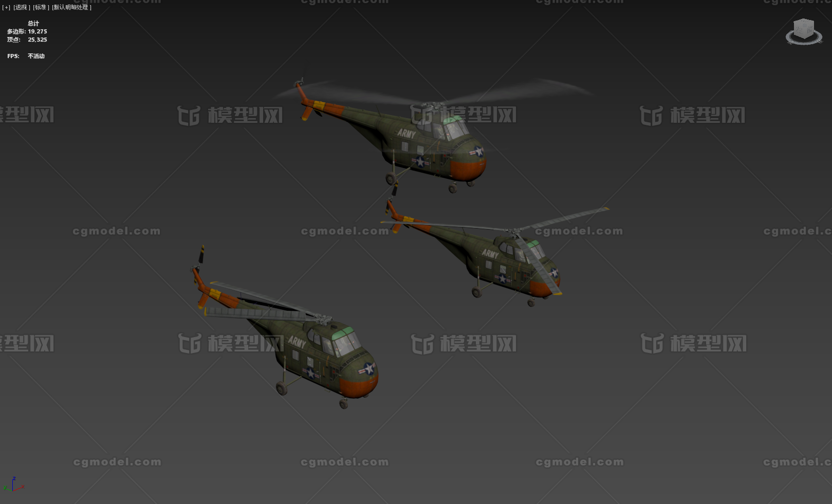 美国第一种实用通用直升机S-55/H-19/HO4S/HRS模型-军用直升机模型库-3ds Max(.max)模型下载-cg模型网