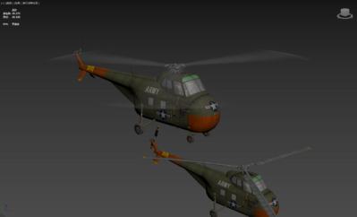 美国第一种实用通用直升机S-55/H-19/HO4S/HRS模型-军用直升机模型库-3ds Max(.max)模型下载-cg模型网