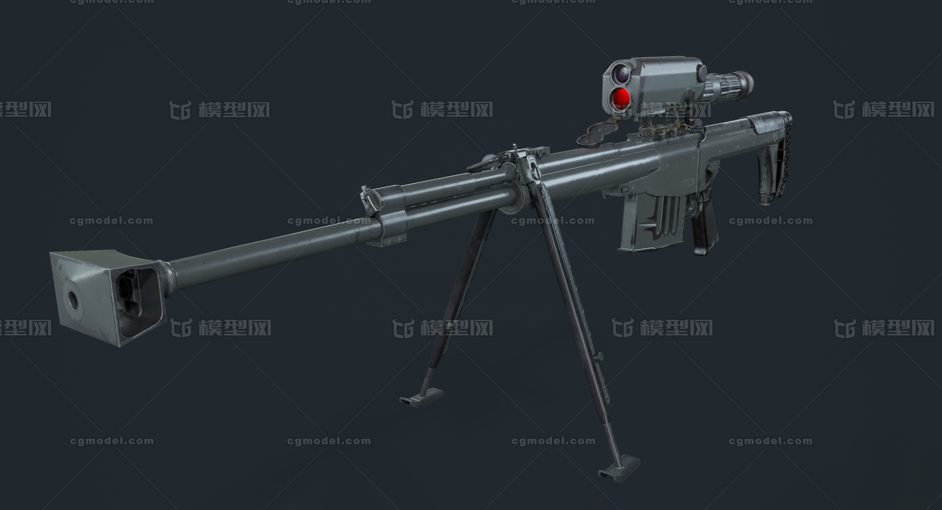 PBR次世代写实中国12.7毫米10式QBU10大口径狙击步模型-枪械模型模型库-3ds Max(.max)模型下载-cg模型网