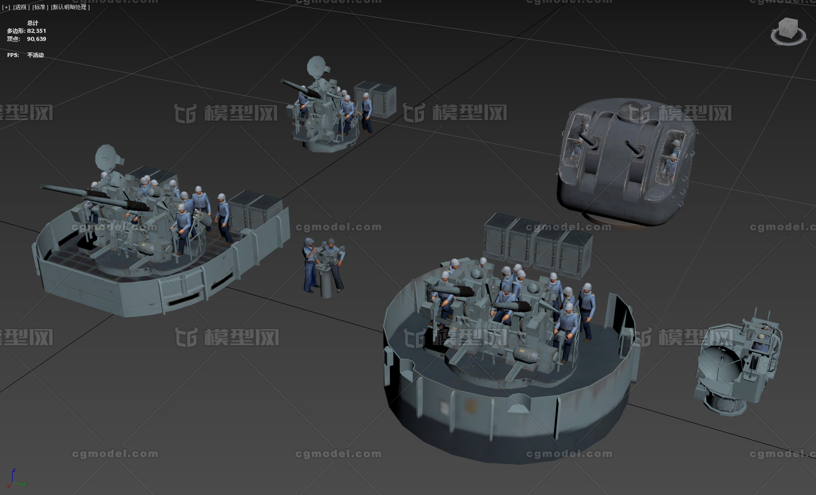 迟到的防空神器 美国海军MK33模型-火炮器械模型库-3ds Max(.max)模型下载-cg模型网