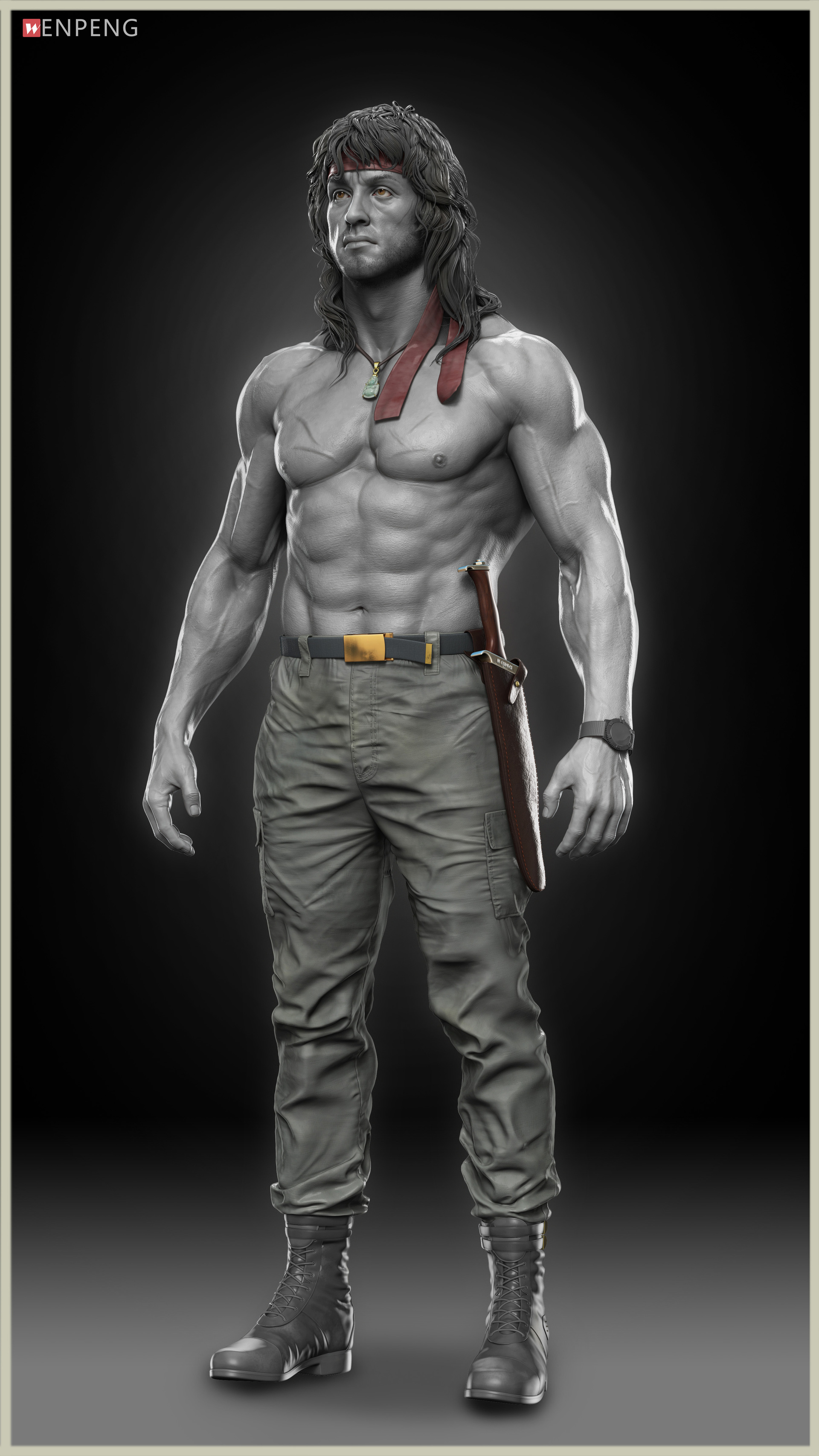 约翰·兰博 John Rambo_zbrush建模模型 - 角色/人物/生物 - 作品模型 - CG模型网