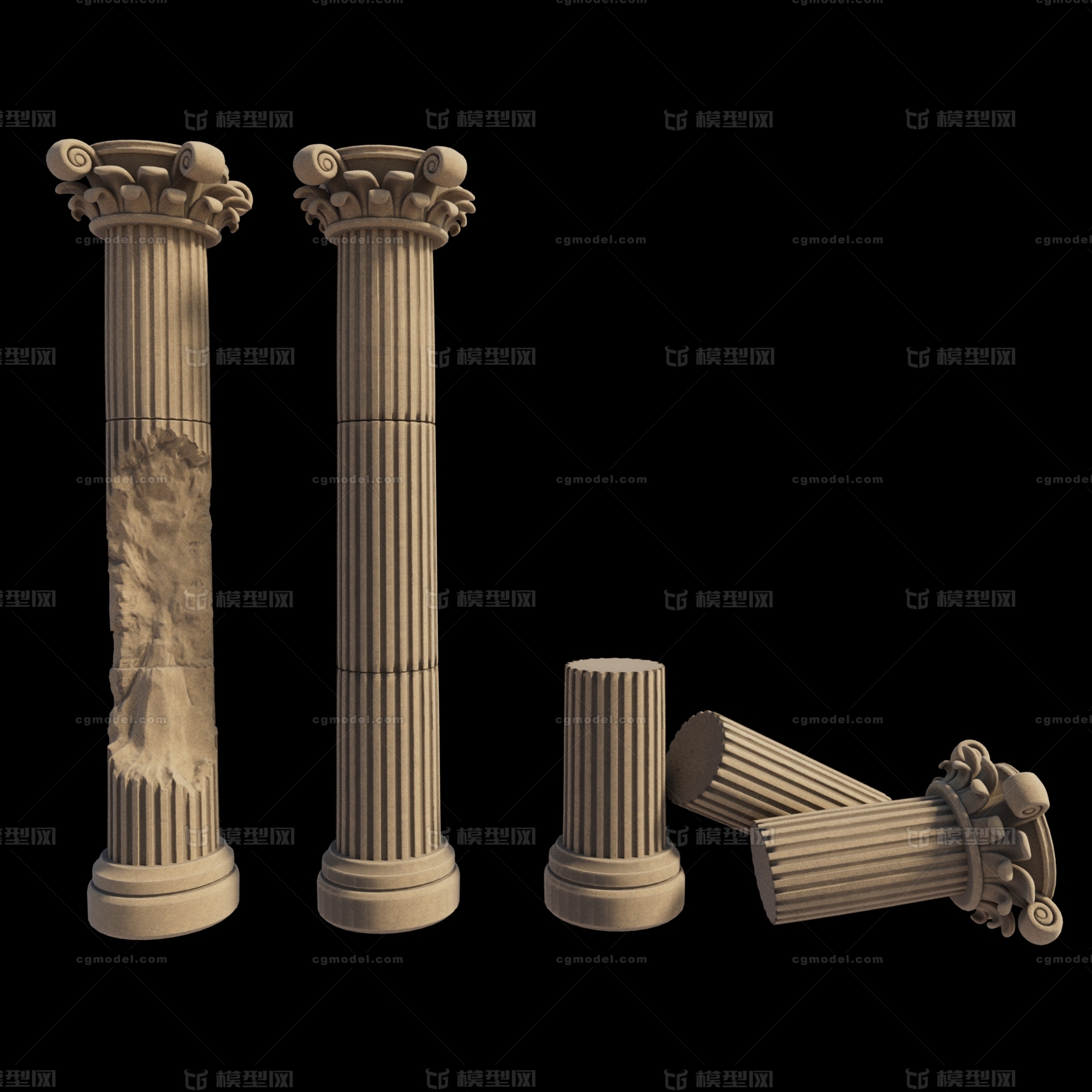 罗马柱 柱子模型-场景部件模型库-Maya(.ma/.mb)模型下载-cg模型网