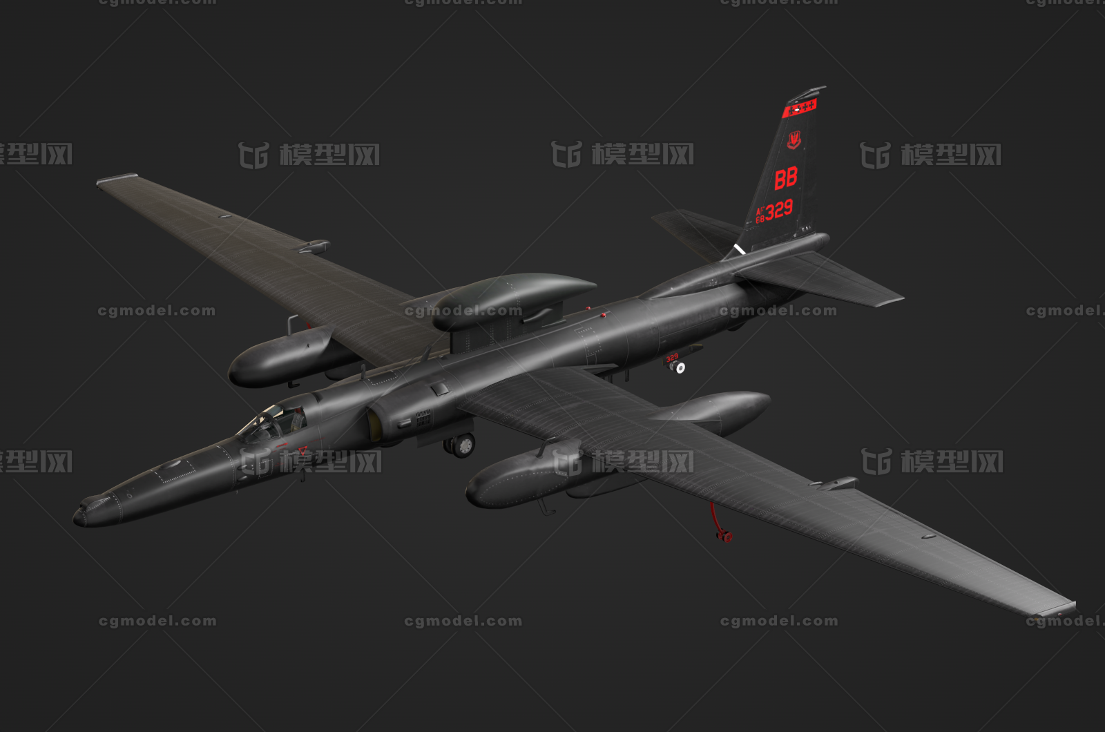 U-2侦察机 美军U2高空侦察机模型-军用飞机模型库-Cinema 4D(.c4d)模型下载-cg模型网