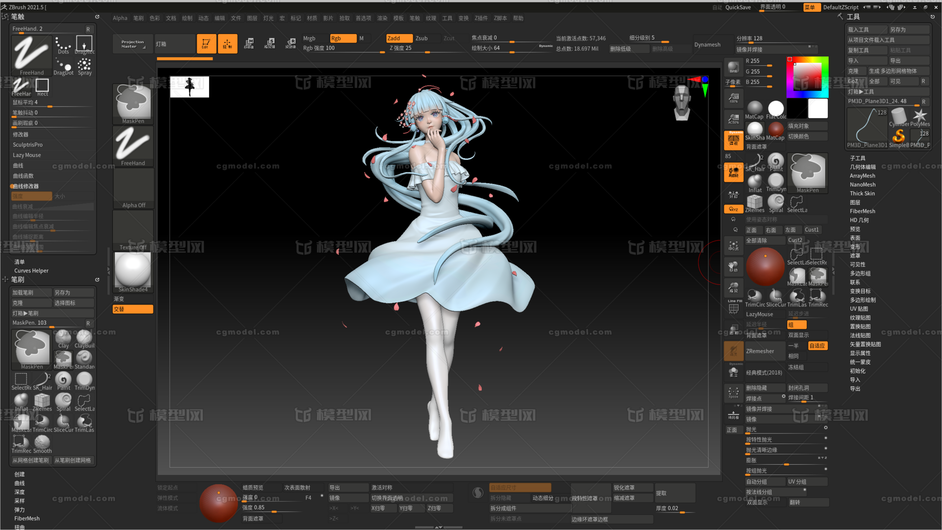 少女 高模ZB模型模型-女人模型库-Zbrush(.ztl/.zbp)模型下载-cg模型网
