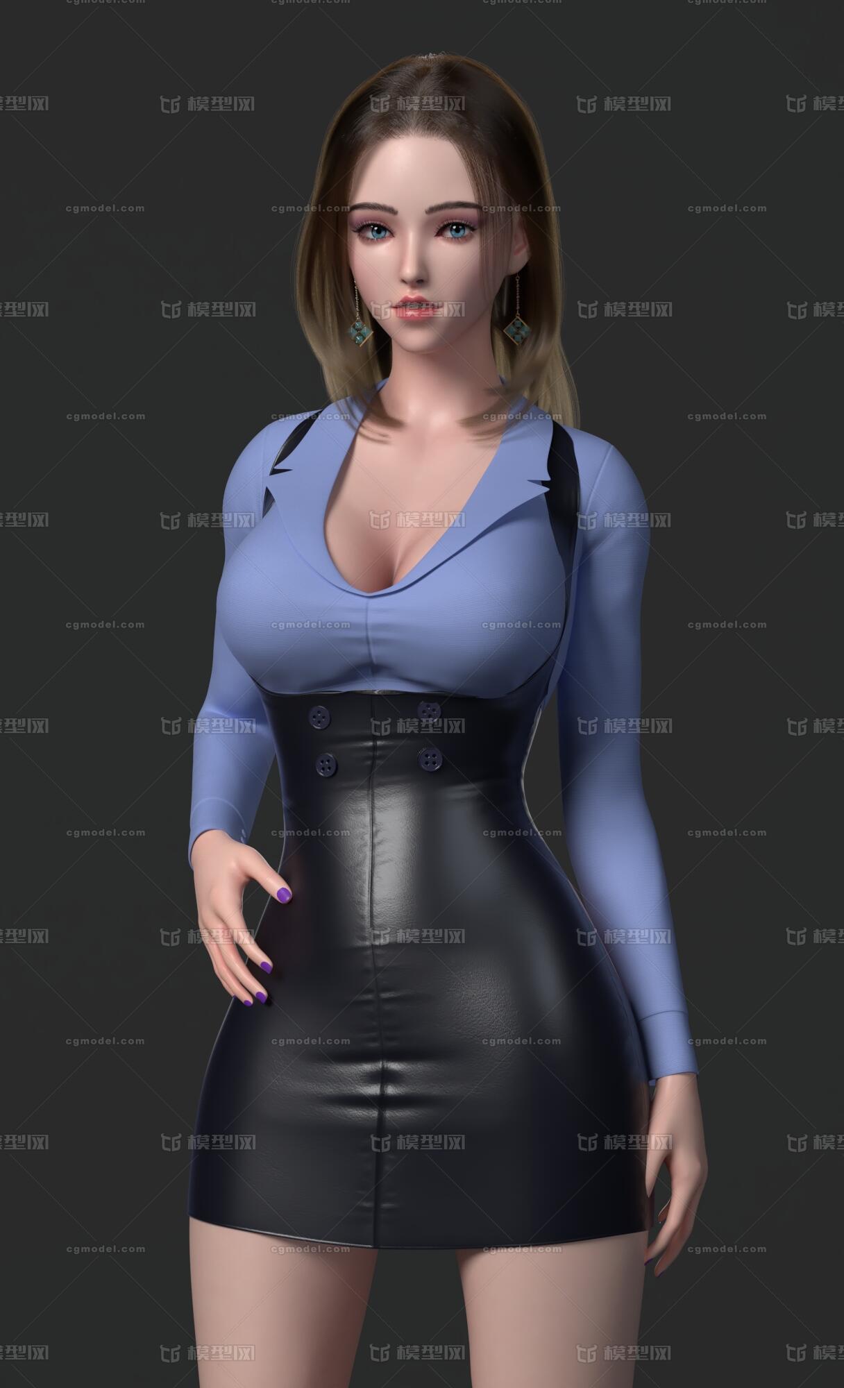 角色—职业装—秘书模型-女人模型库-Maya(.ma/.mb)模型下载-cg模型网