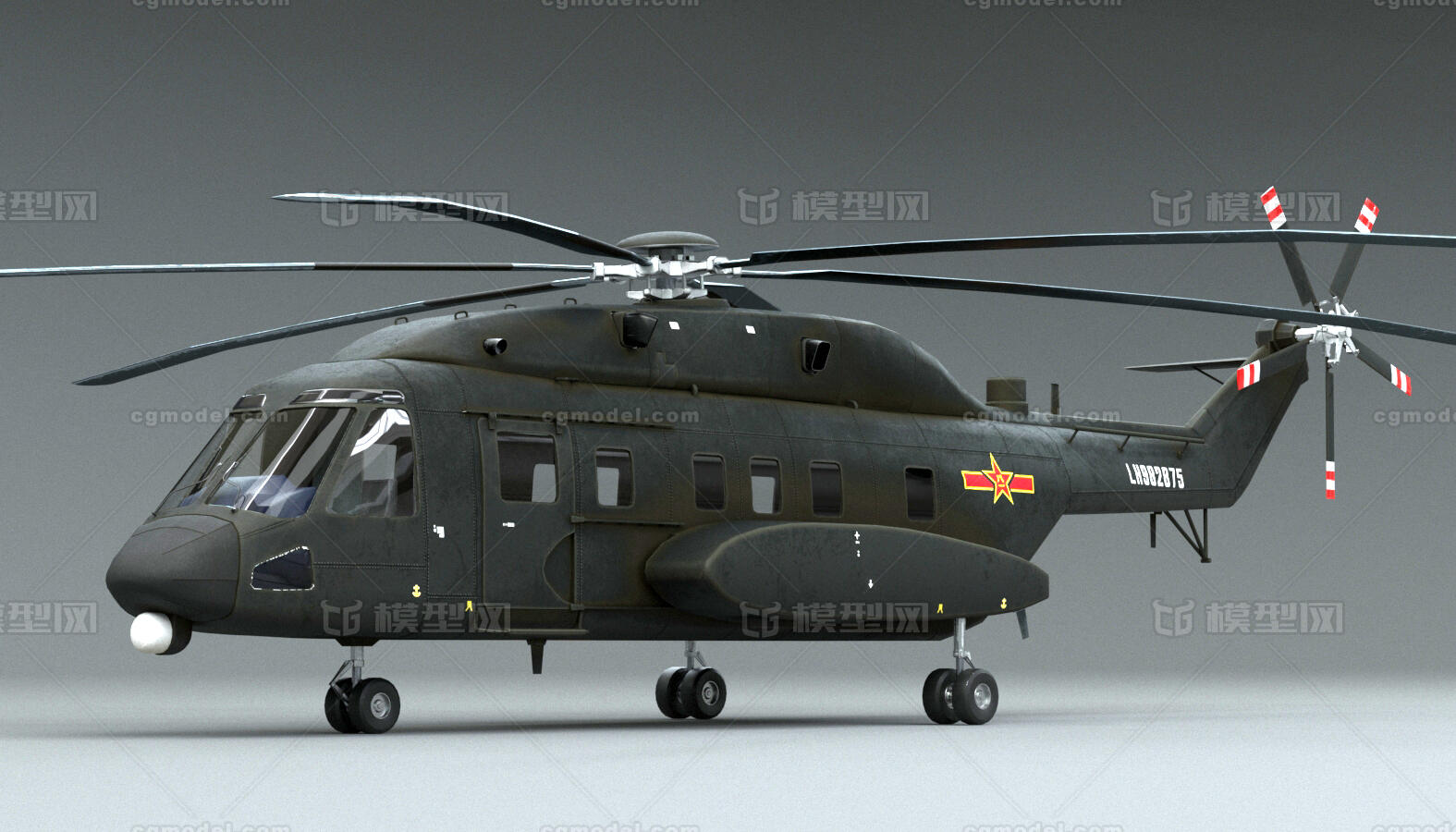 直-8L 宽体运输直升机模型-军用直升机模型库-3ds Max(.max)模型下载-cg模型网