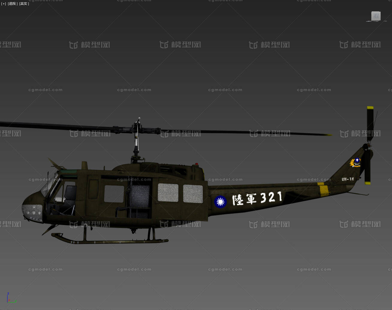 台湾省 UH-1H模型-军用直升机模型库-3ds Max(.max)模型下载-cg模型网