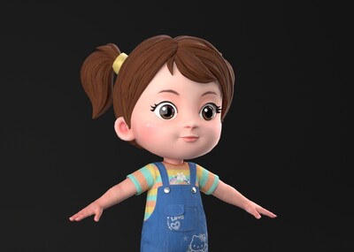 小女孩 卡通女孩 Maya小女孩 卡通角色 小学生 幼儿园 模型-孩子-女模型库-Maya(.ma/.mb)模型下载-cg模型网