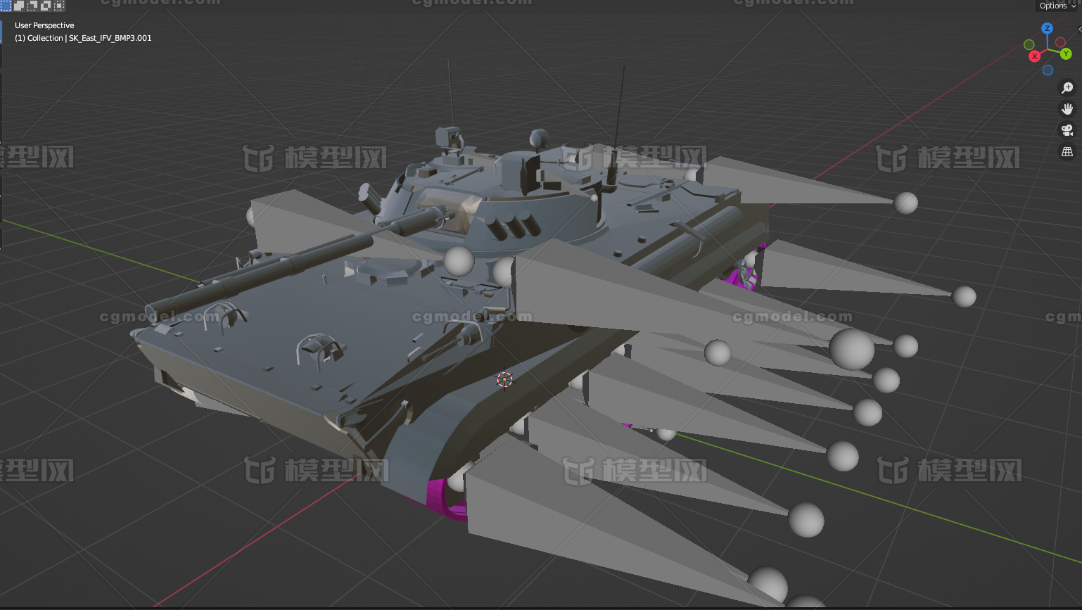 装甲车 BMP-3模型-火炮器械模型库-FBX(.fbx)模型下载-cg模型网