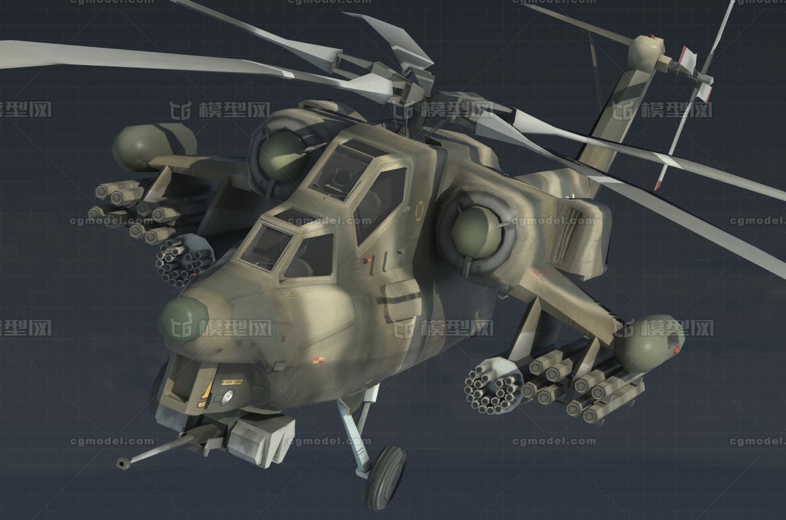 Mi-28 米28模型-军用直升机模型库-3ds Max(.max)模型下载-cg模型网