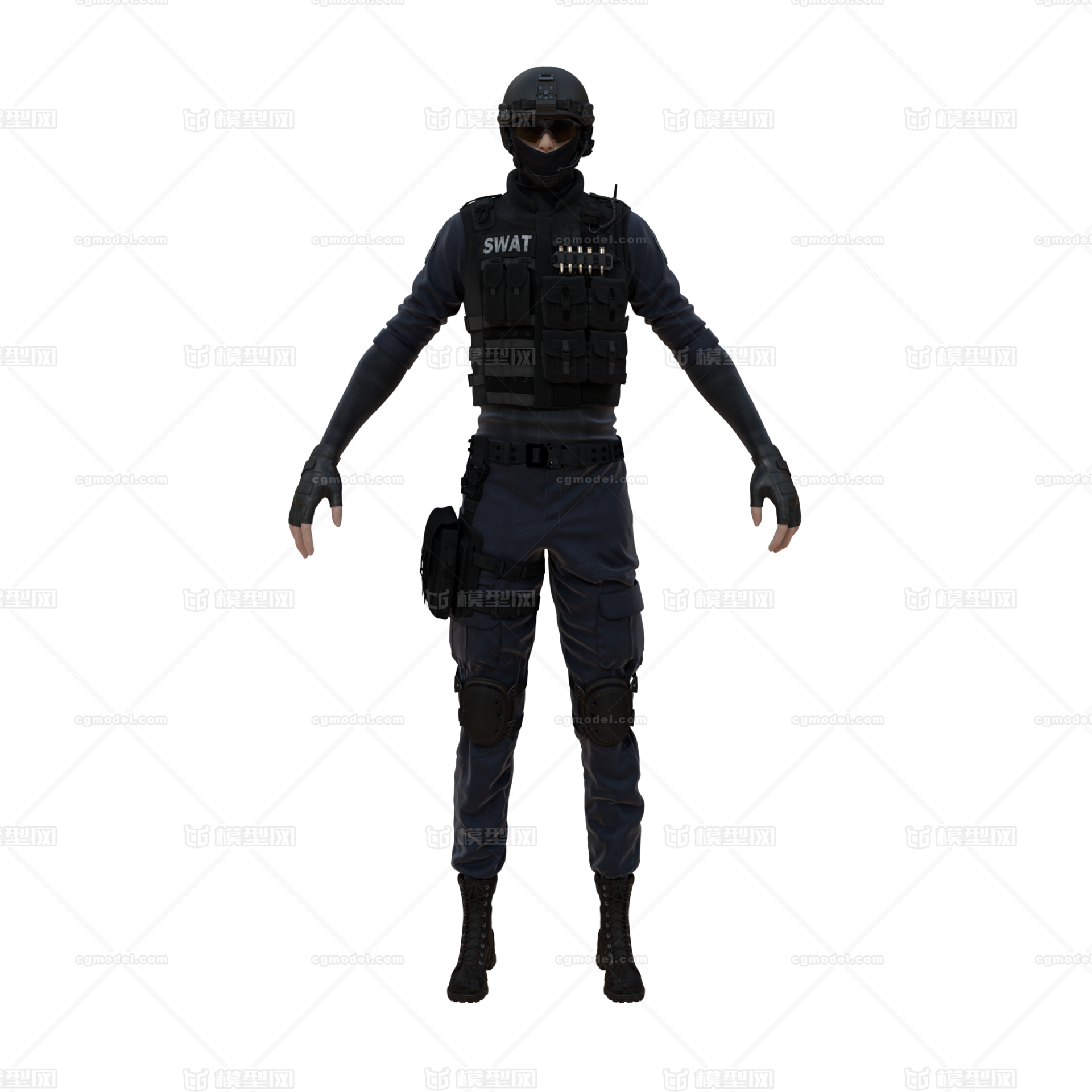 战士 士兵模型-穿戴服饰模型库-OBJ(.obj/.mtl)模型下载-cg模型网