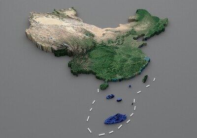 中国地图 中国地形图模型-场景部件模型库-3ds Max(.max)模型下载-cg模型网