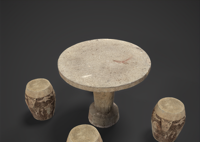 PBR写实资产石桌 石头圆桌模型-场景部件模型库-Maya(.ma/.mb)模型下载-cg模型网