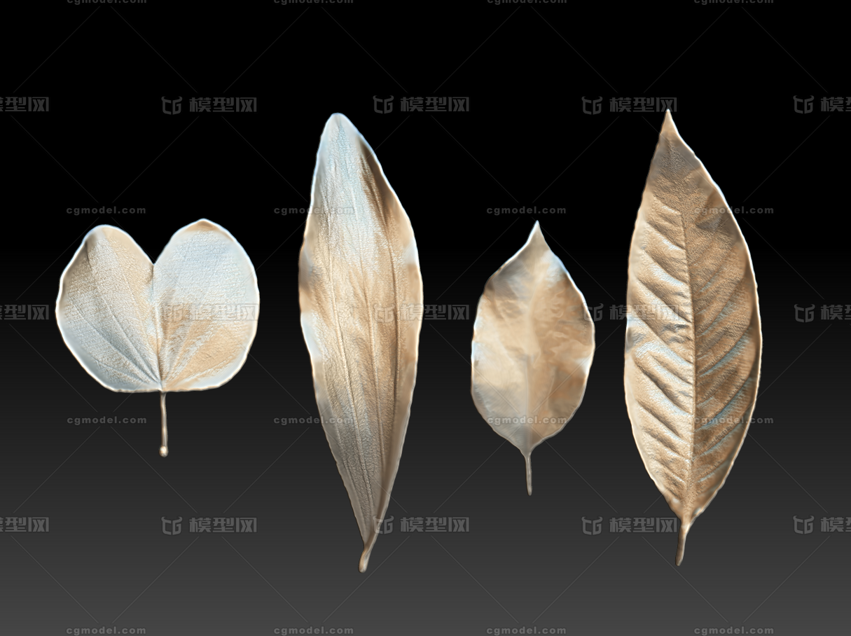 四款3D打印树叶文件STL 树叶雕塑3D图模型-树木模型库-STL(.stl)模型下载-cg模型网