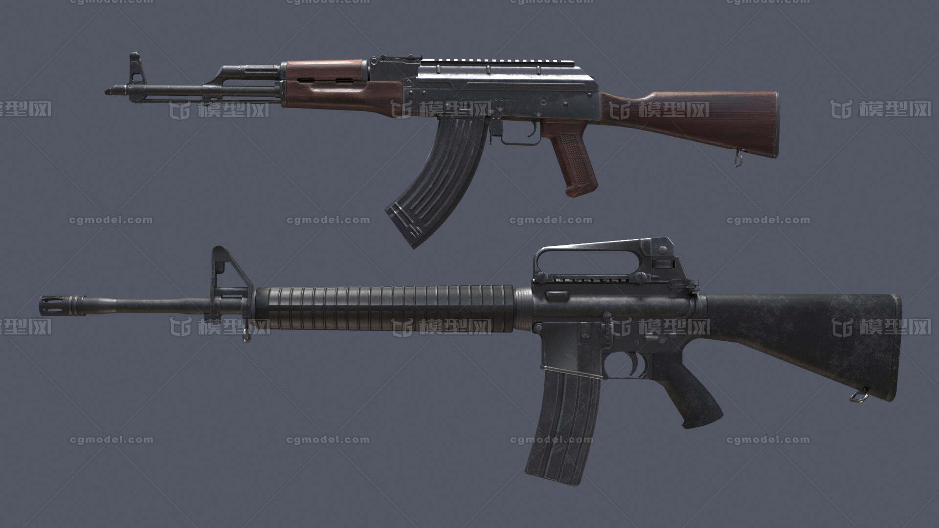 AK步枪模型 M16步枪模型模型-枪械模型模型库-3ds Max(.max)模型下载-cg模型网