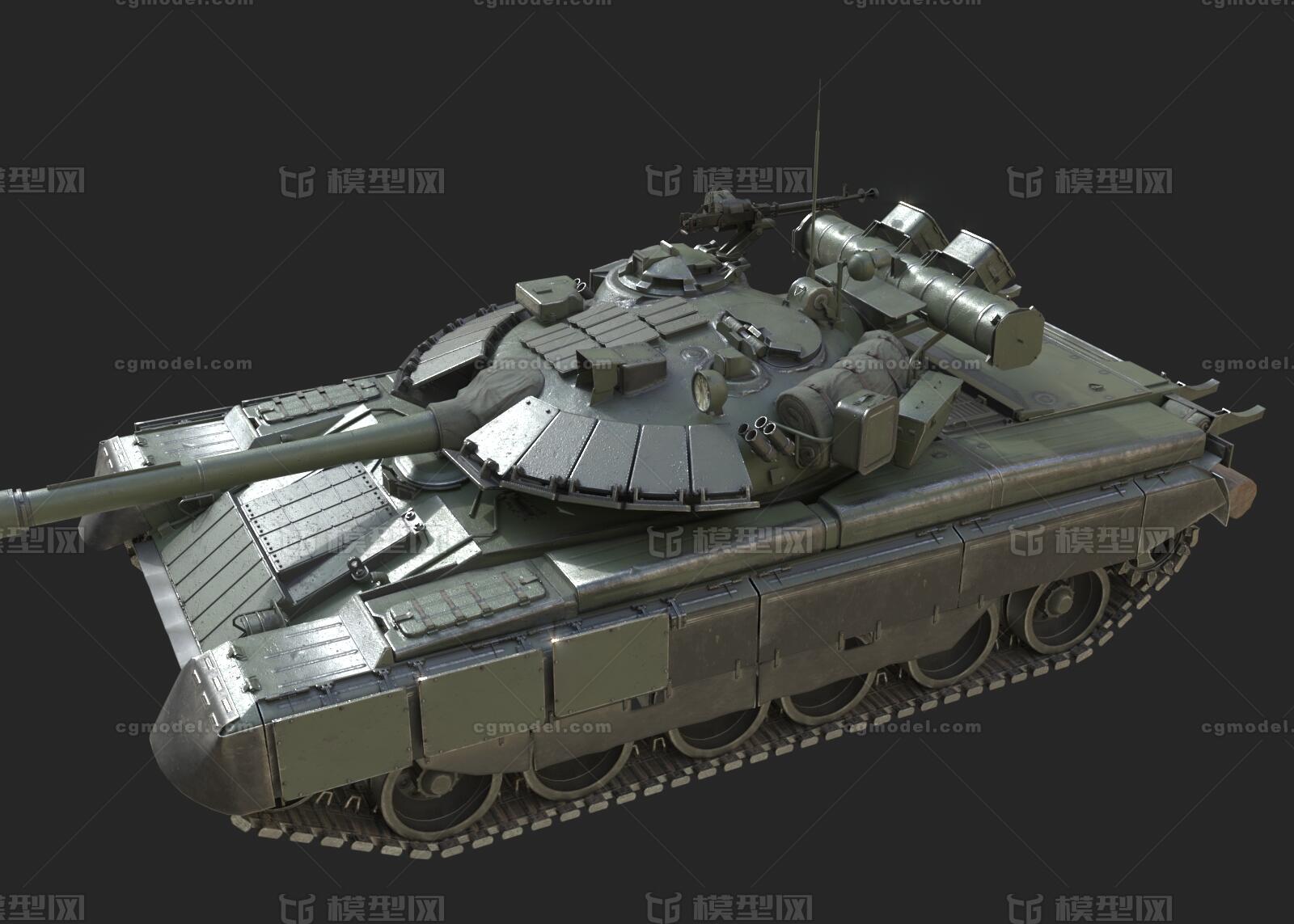 PBR 俄罗斯T-80BVM型主战坦克模型-装甲车／坦克模型库-3D Studio(.3ds)模型下载-cg模型网