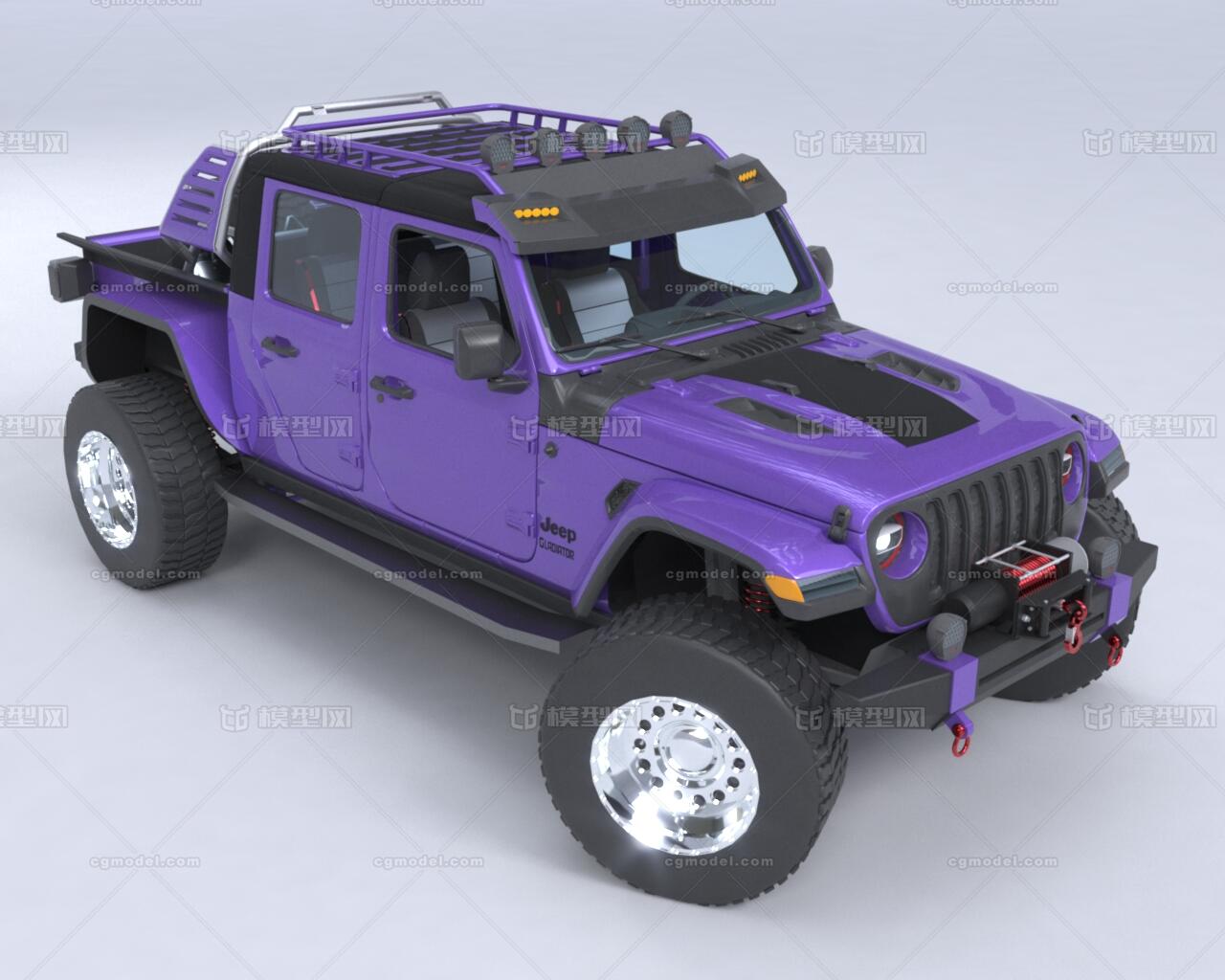 2023款吉普Jeep角斗士越野车模型-轿车模型库-FBX(.fbx)模型下载-cg模型网