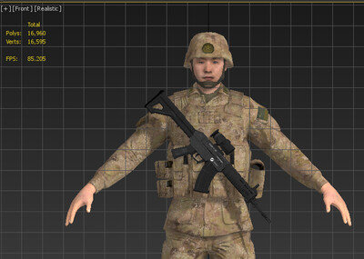 解放军21式 荒漠迷彩作训服；赠***z191步枪模型-男人模型库-3ds Max(.max)模型下载-cg模型网