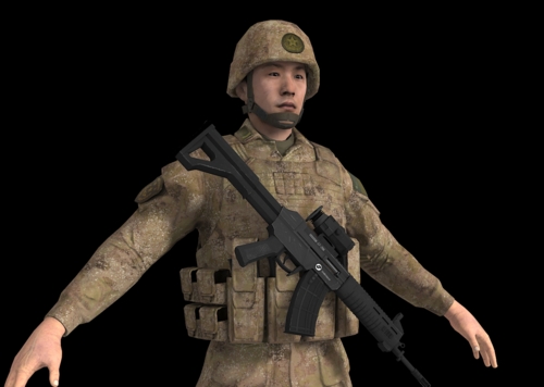 解放军21式 荒漠迷彩作训服；赠***z191步枪模型-男人模型库-3ds Max(.max)模型下载-cg模型网