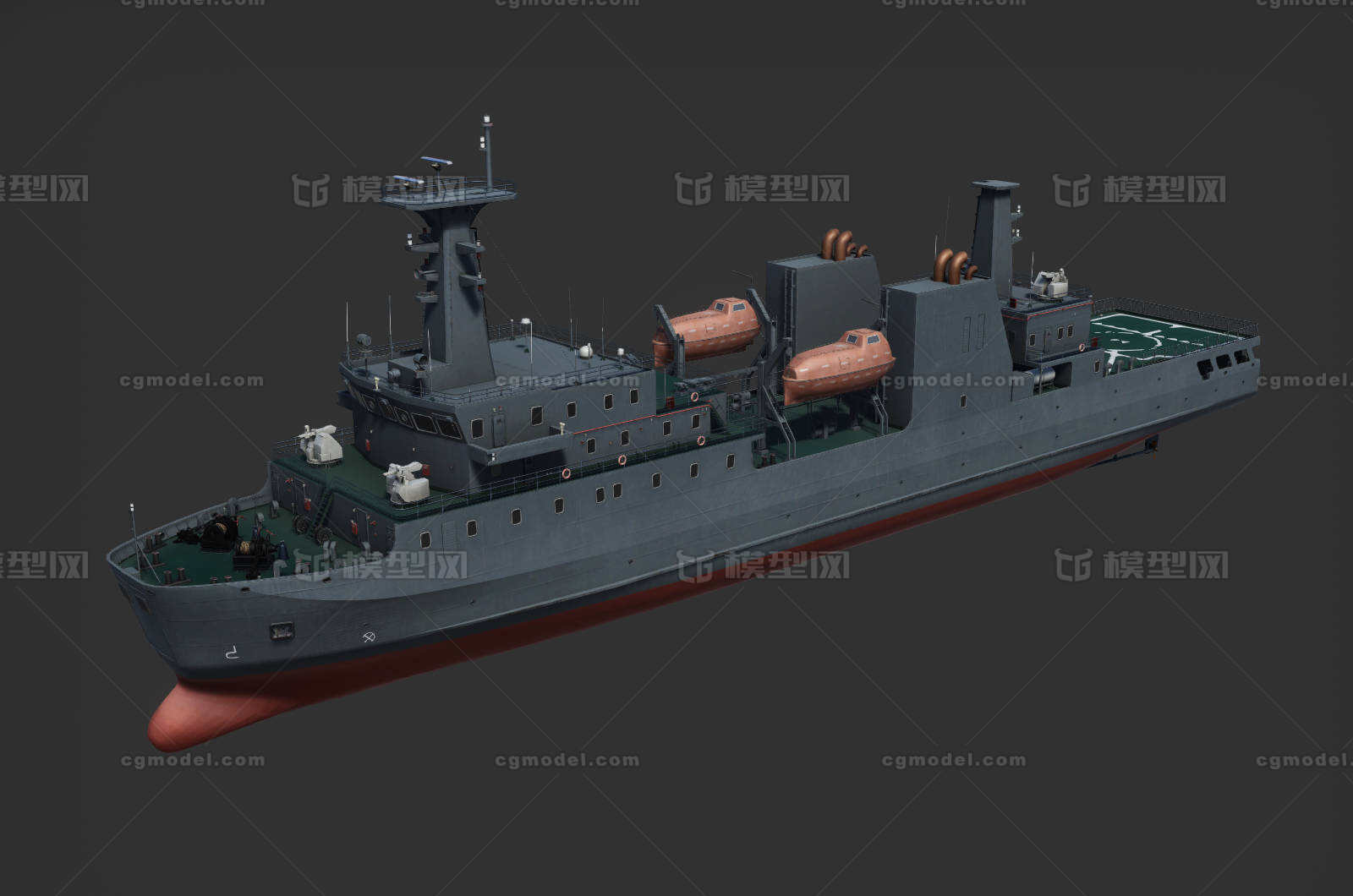 GY820综合保障船 保障船模型-军舰模型库-Maya(.ma/.mb)模型下载-cg模型网